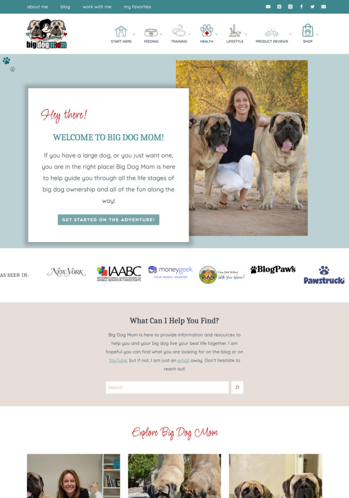 Client Showcase: Big Dog Mom Stunning Website with Create - Restored 316