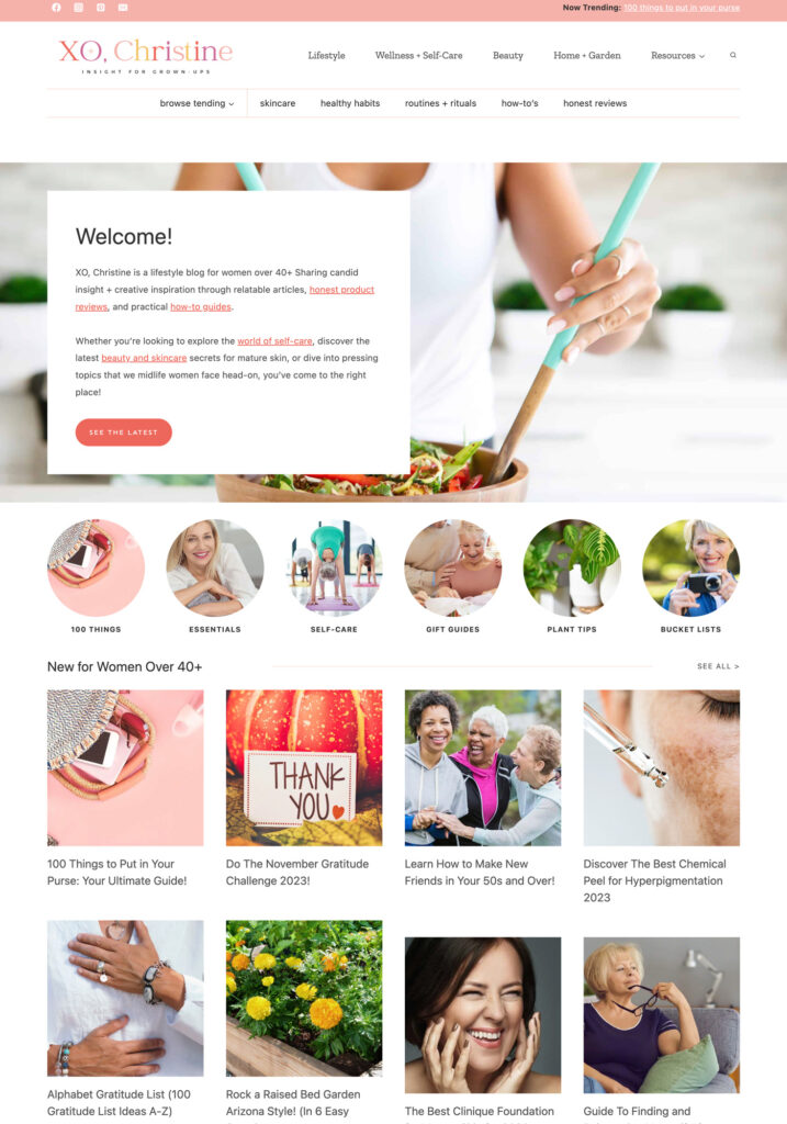 Client Showcase: XO Christine Stunning Website with Create - Restored 316