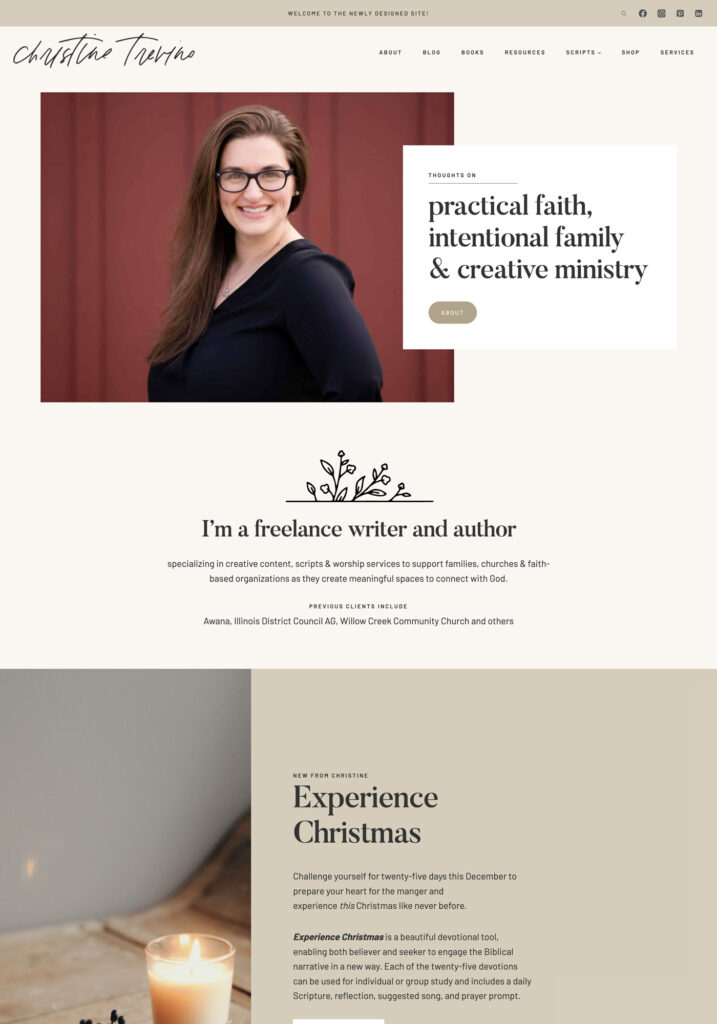 Client Showcase: Christine Trevino Stunning Website with Scribe ...
